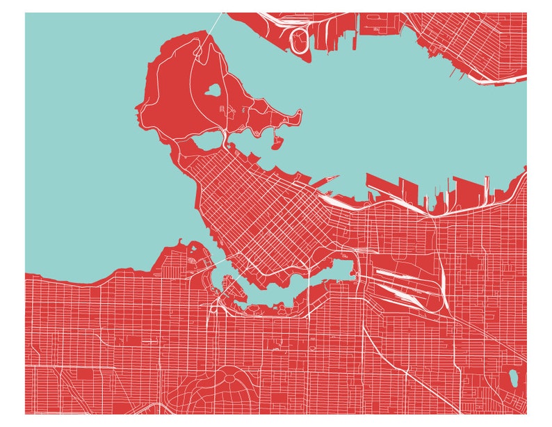Vancouver Map Print - Any Color You Like - Etsy