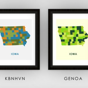 Iowa Map Print - Full Color Map Poster - Etsy