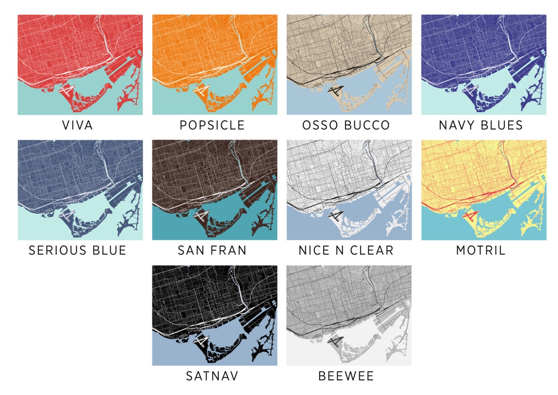 Toronto Map Print Any Color You Like - Etsy