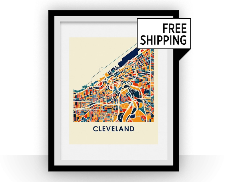 Cleveland Map Print Full Color Map Poster | Etsy