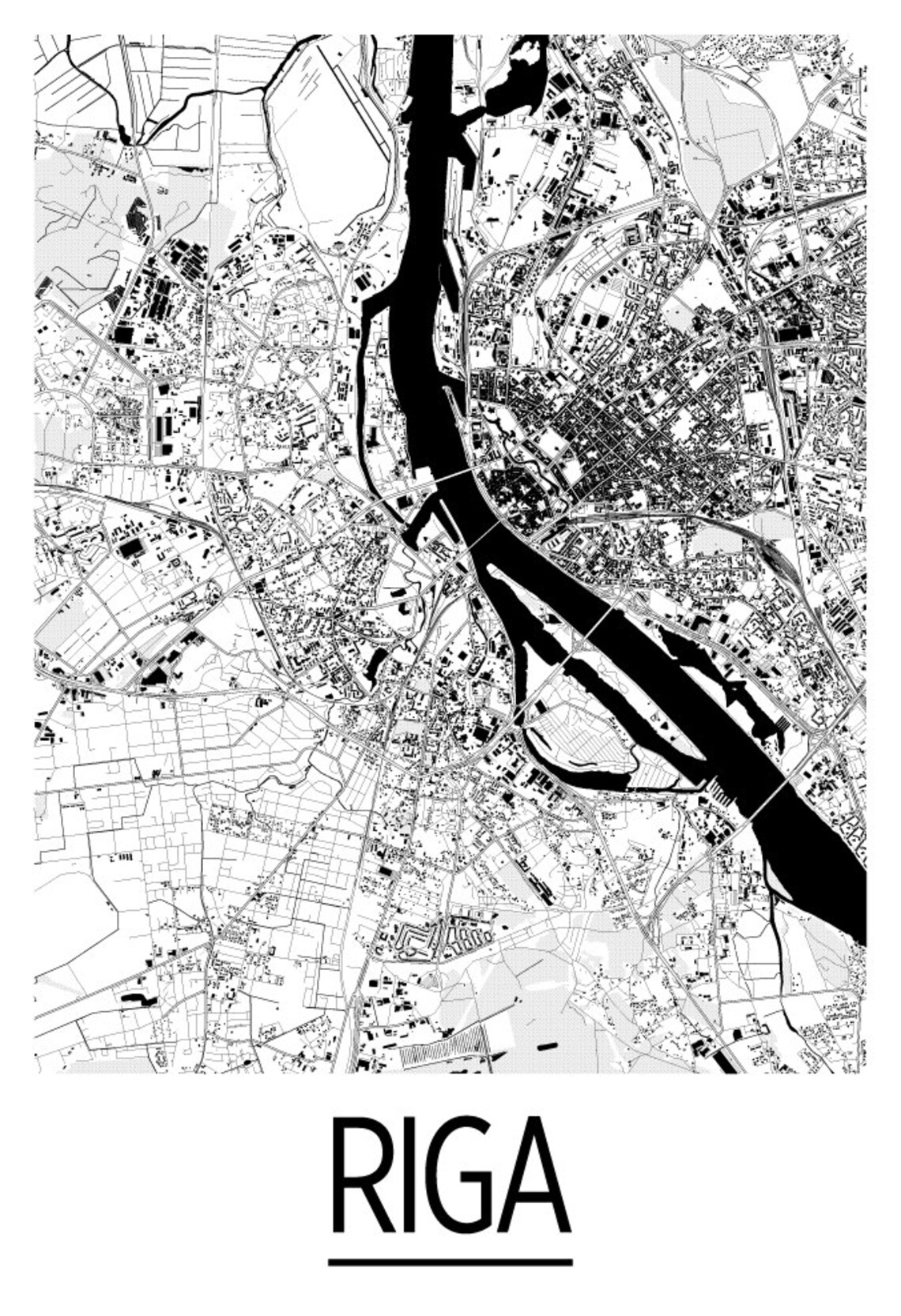 Riga Map Poster Latvia Map Print Art Deco Series - Etsy