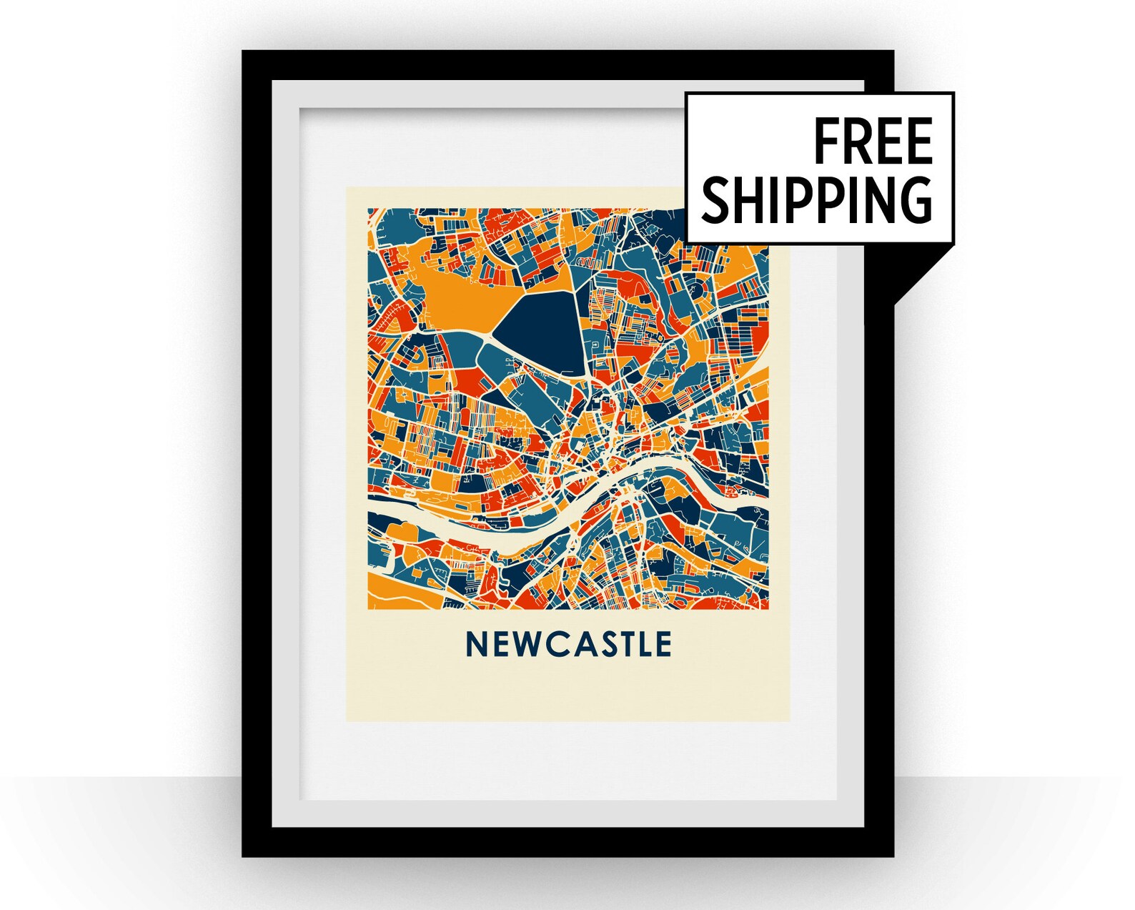 Newcastle Map Print - Full Color Map Poster - Etsy