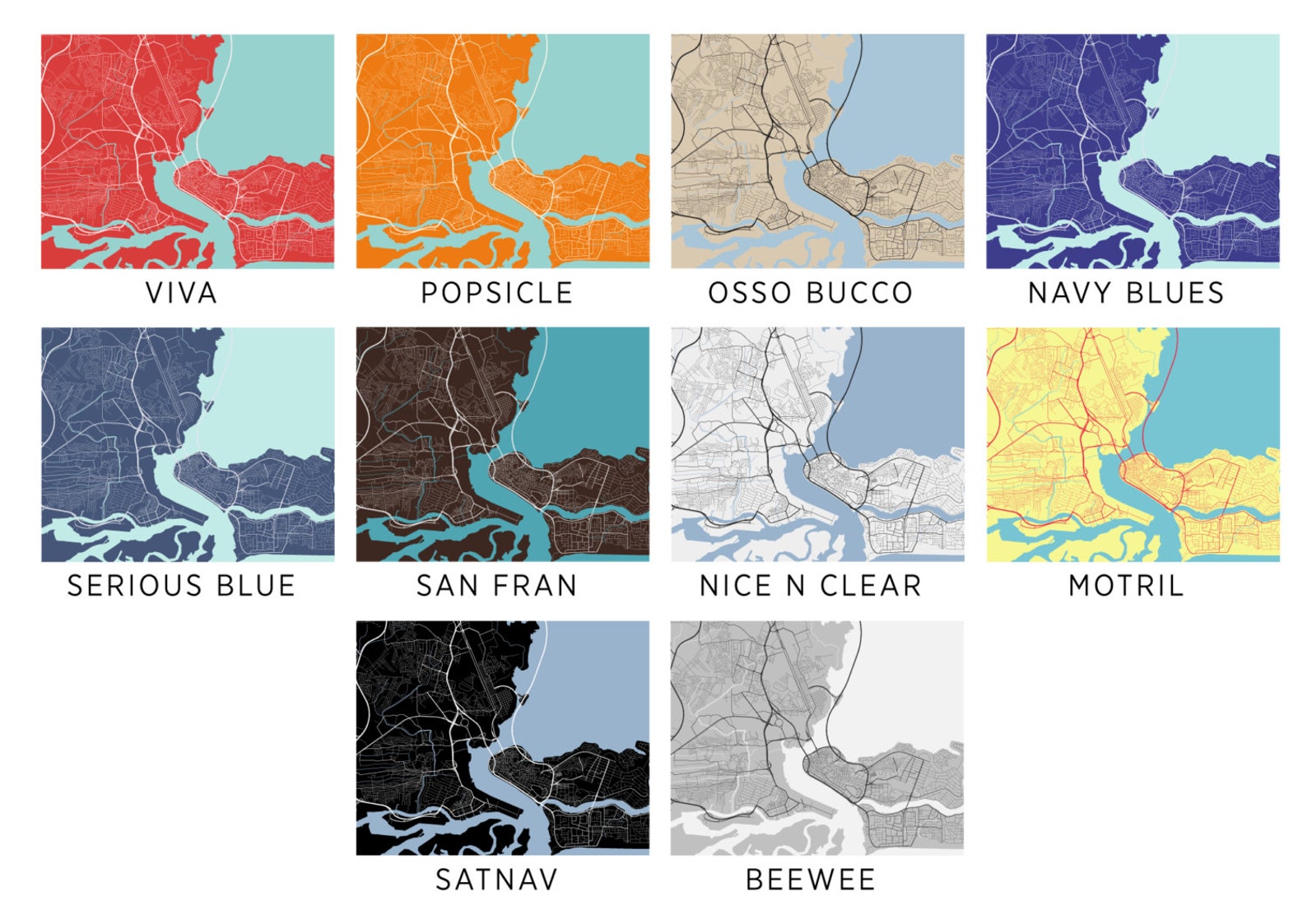 Lagos Map Print - Choose Your Color - Etsy