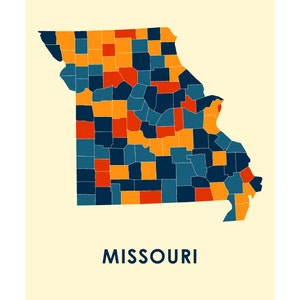 Missouri Map Print - Full Color Map Poster - Etsy