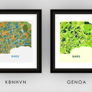 Baku Map Print - Full Color Map Poster - Etsy