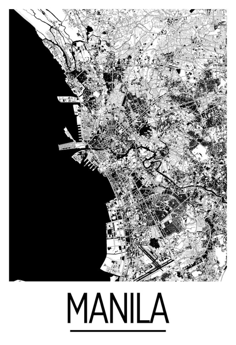 Manila Map Poster Philippines Map Print Art Deco Series - Etsy