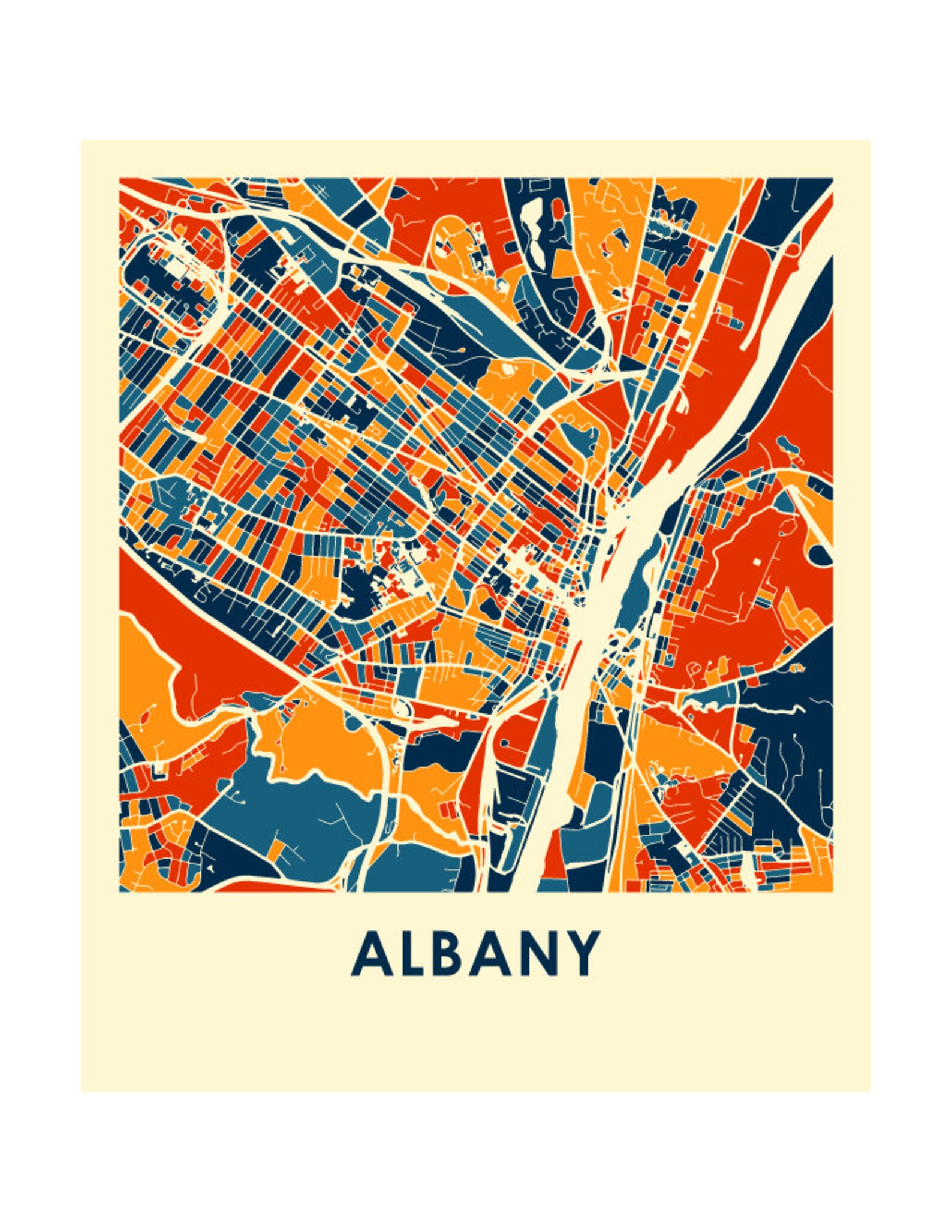 Albany Map Print Full Color Map Poster - Etsy
