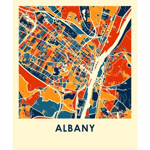 Albany Map Print - Full Color Map Poster - Etsy