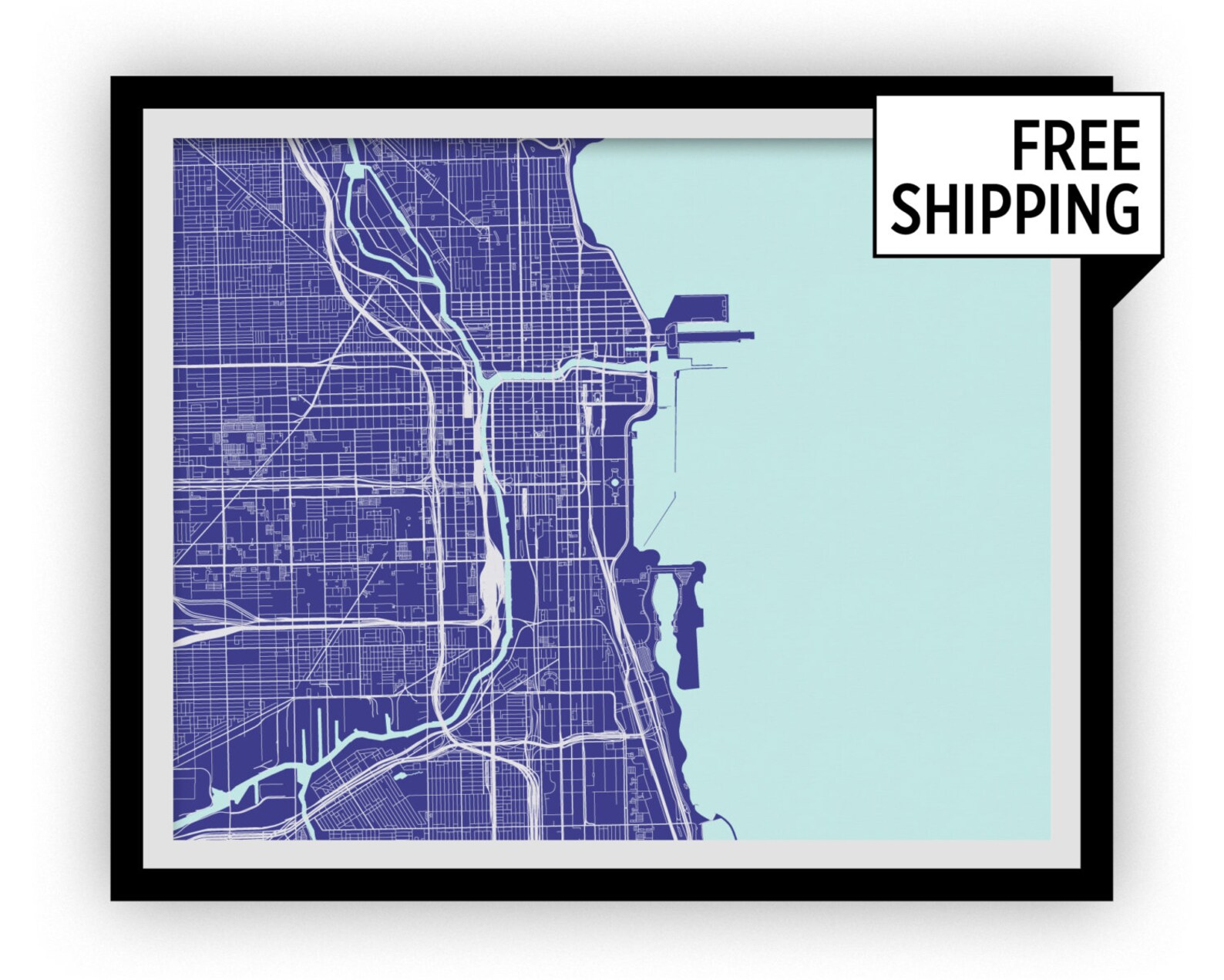 Chicago Map Print Choose Your Color - Etsy