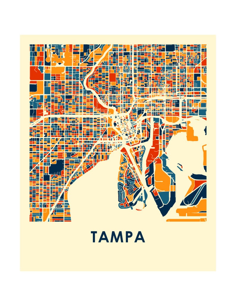 Tampa Map Print Full Color Map Poster - Etsy