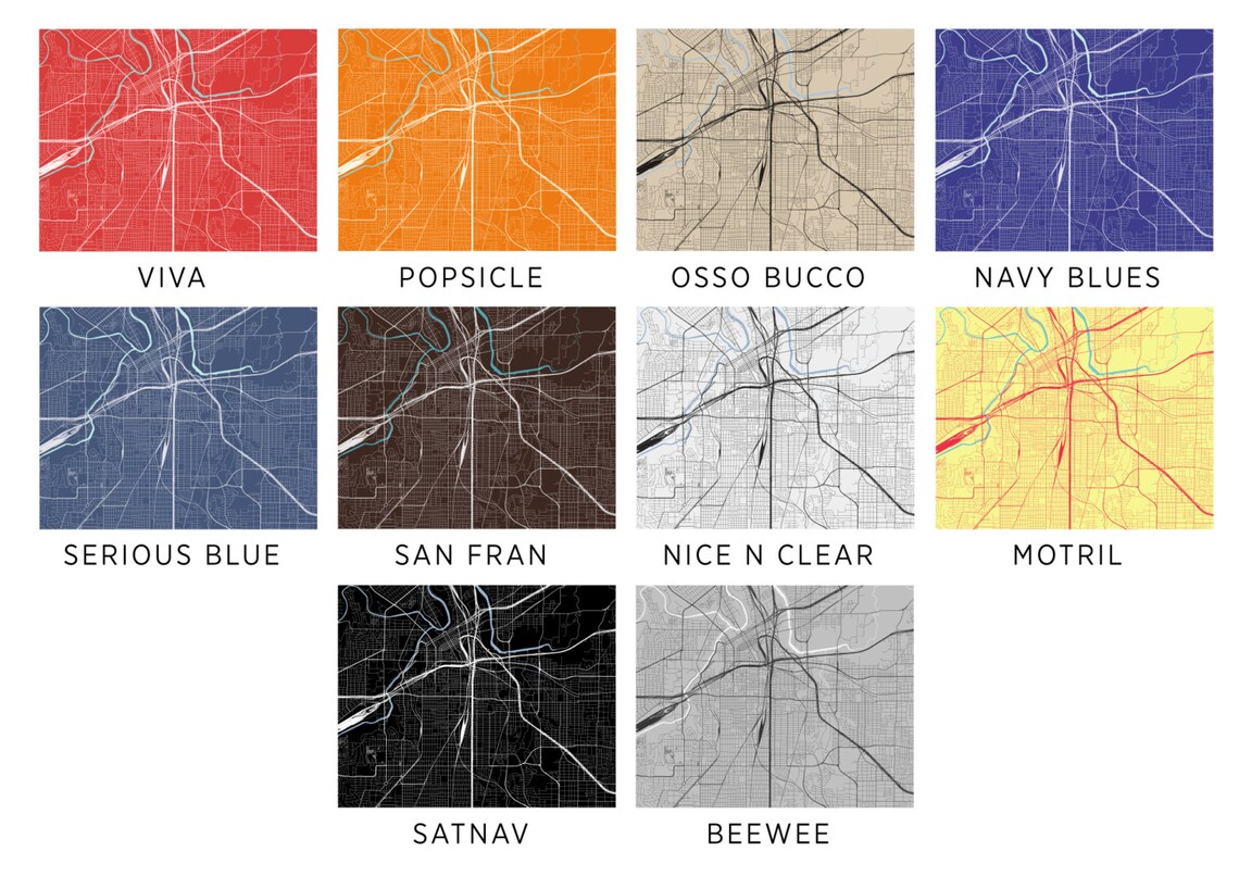 Fort Worth Map Print Choose Your Color | Etsy