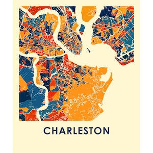 Charleston Map Print - Full Color Map Poster - Etsy