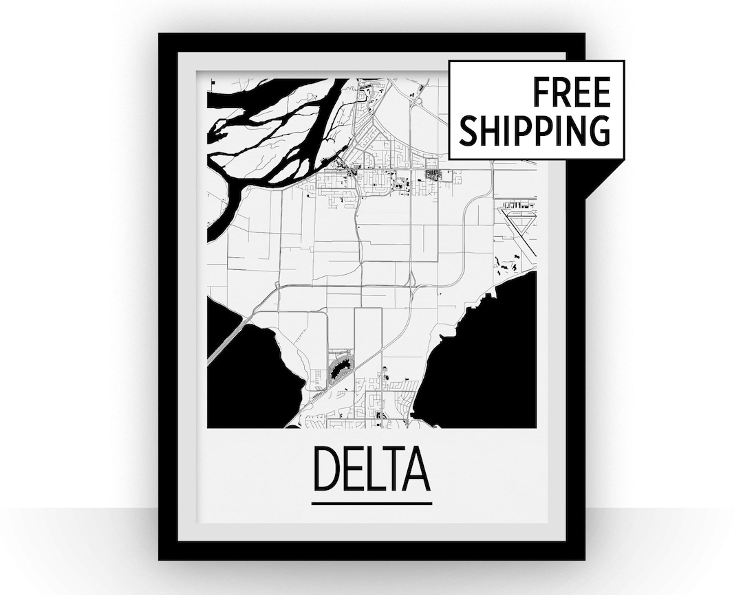 Delta British Columbia Map Poster - British Columbia Map Print - Art ...