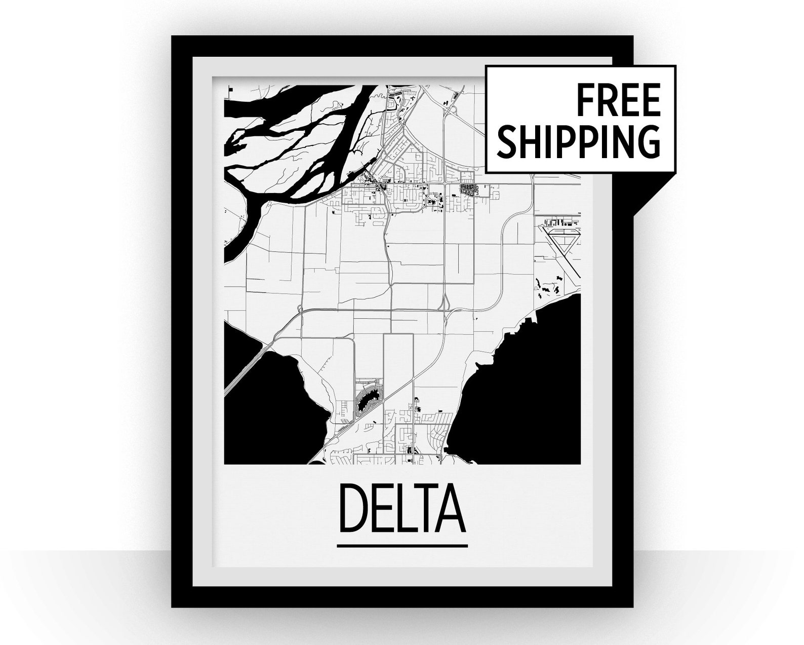 Delta British Columbia Map Poster British Columbia Map Print | Etsy