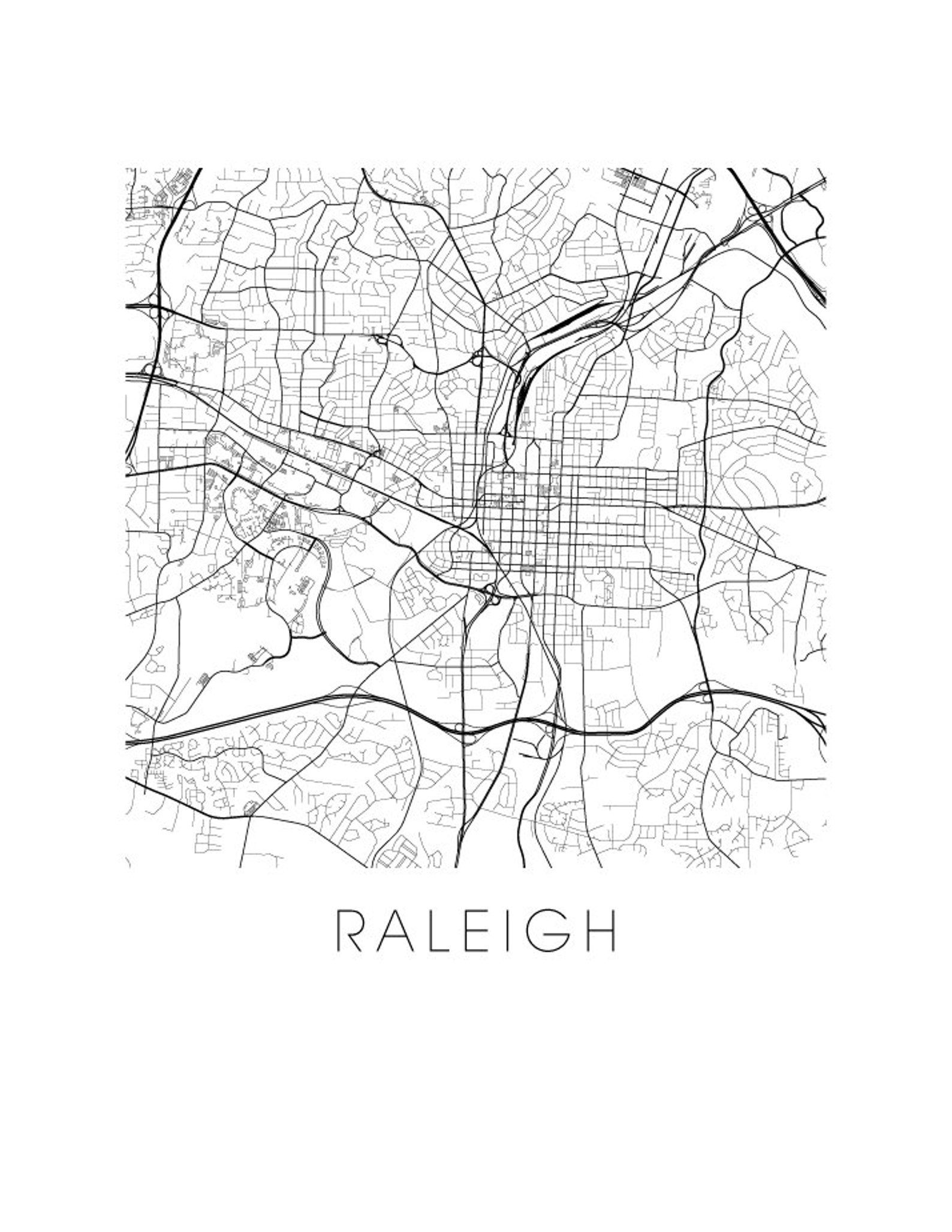 Raleigh Map Print | Etsy