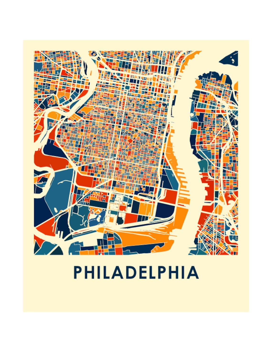 Philadelphia Map Print Full Color Map Poster - Etsy