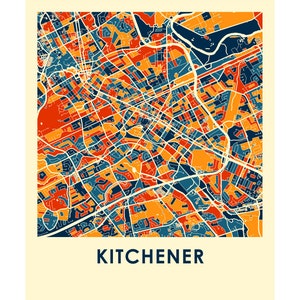 Kitchener Ontario Map Print - Full Color Map Poster - Etsy