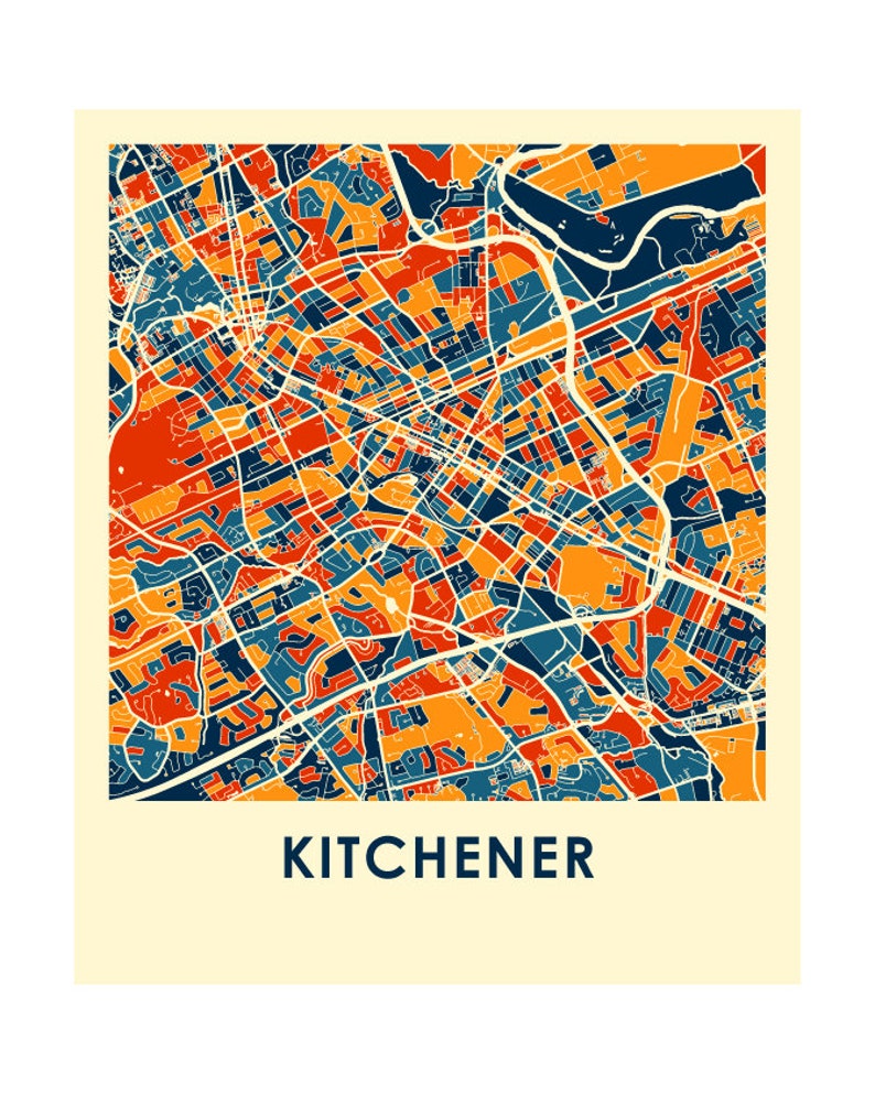 Kitchener Ontario Map Print Full Color Map Poster | Etsy