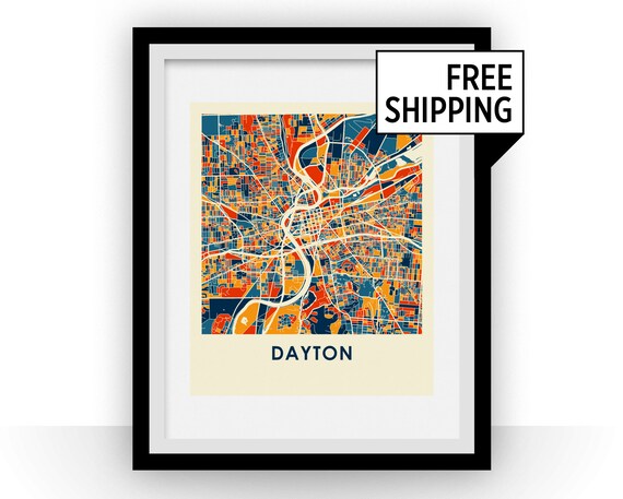 Dayton Map Print Full Color Map Poster - Etsy