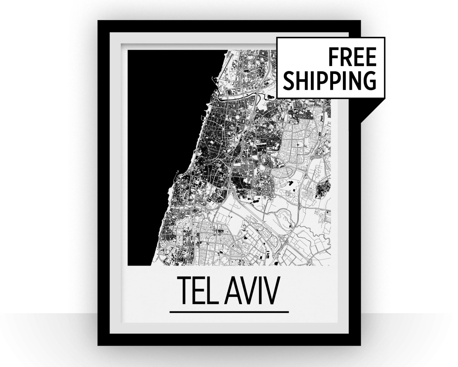 Tel Aviv Map Poster Israel Map Print Art Deco Series - Etsy