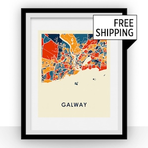Galway Map Print - Full Color Map Poster - Etsy