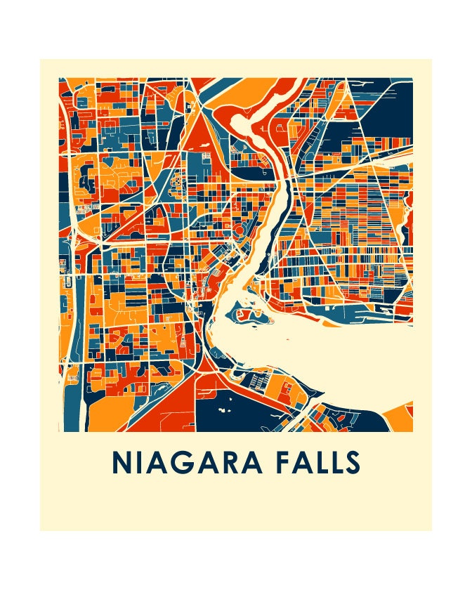 Niagara Falls Map Print Full Color Map Poster | Etsy