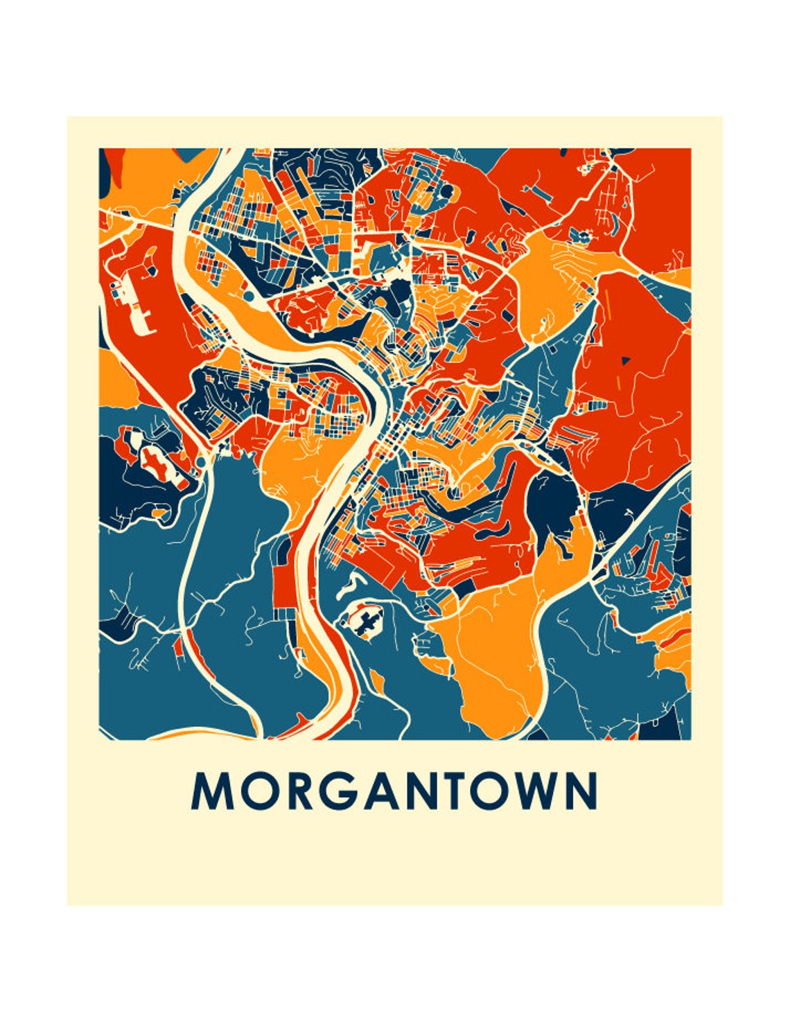 Morgantown Map Print Full Color Map Poster - Etsy