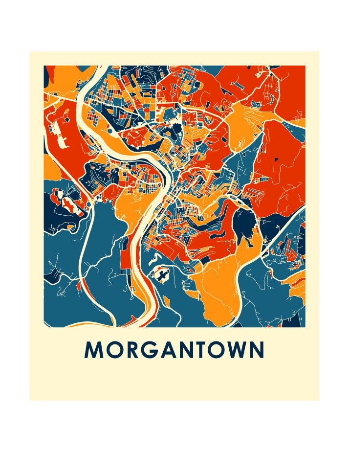 Morgantown Map Print Full Color Map Poster | Etsy