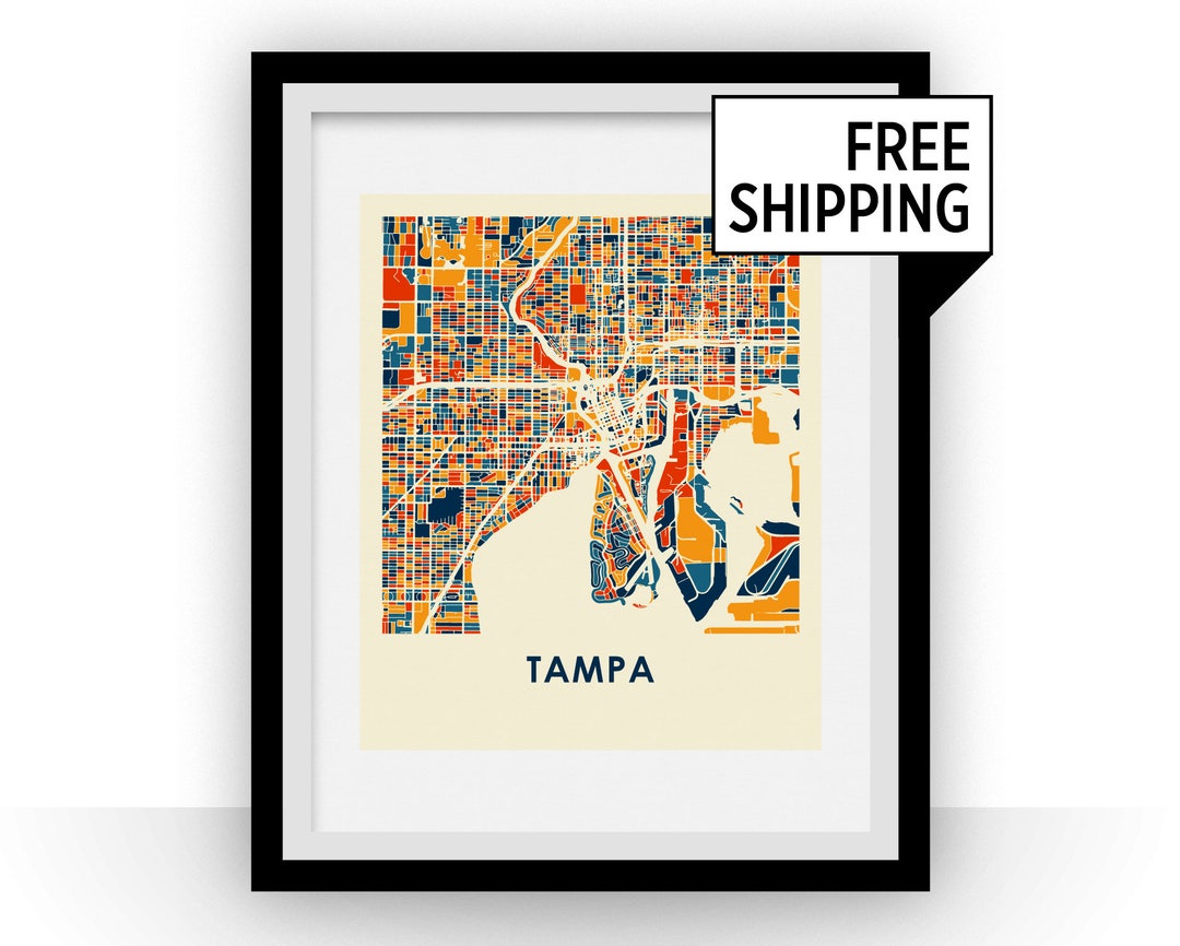 Tampa Map Print - Full Color Map Poster - Etsy