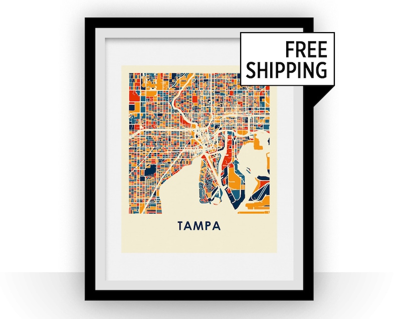 Tampa Map Print Full Color Map Poster - Etsy