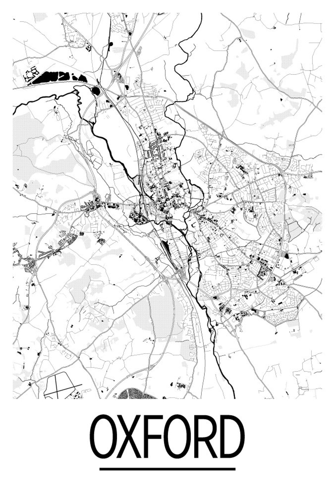Oxford Map Poster Uk Map Print Art Deco Series - Etsy