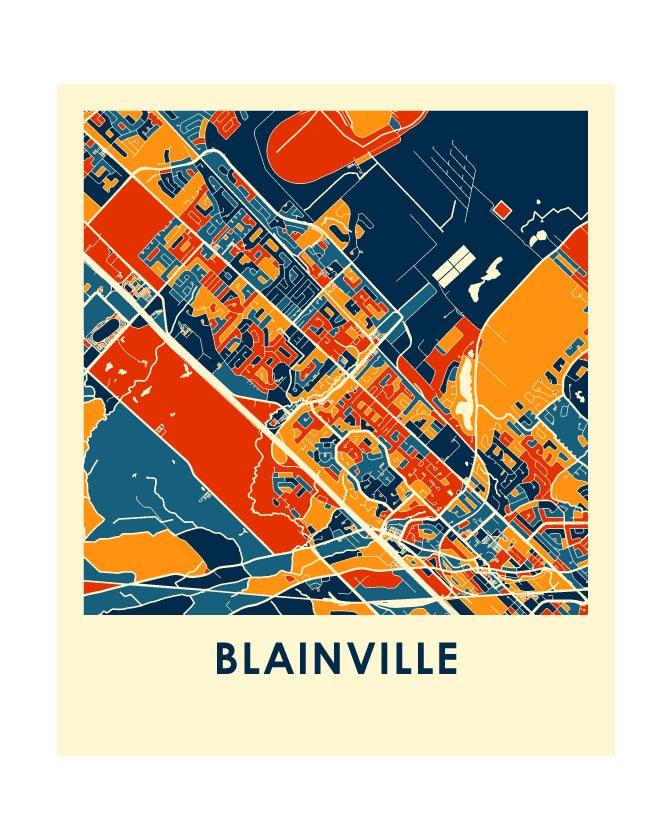 Blainville Quebec Map Print Full Color Map Poster | Etsy
