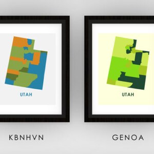 Utah Map Print - Full Color Map Poster - Etsy