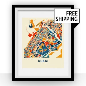 Dubai Map Print - Full Color Map Poster - Etsy
