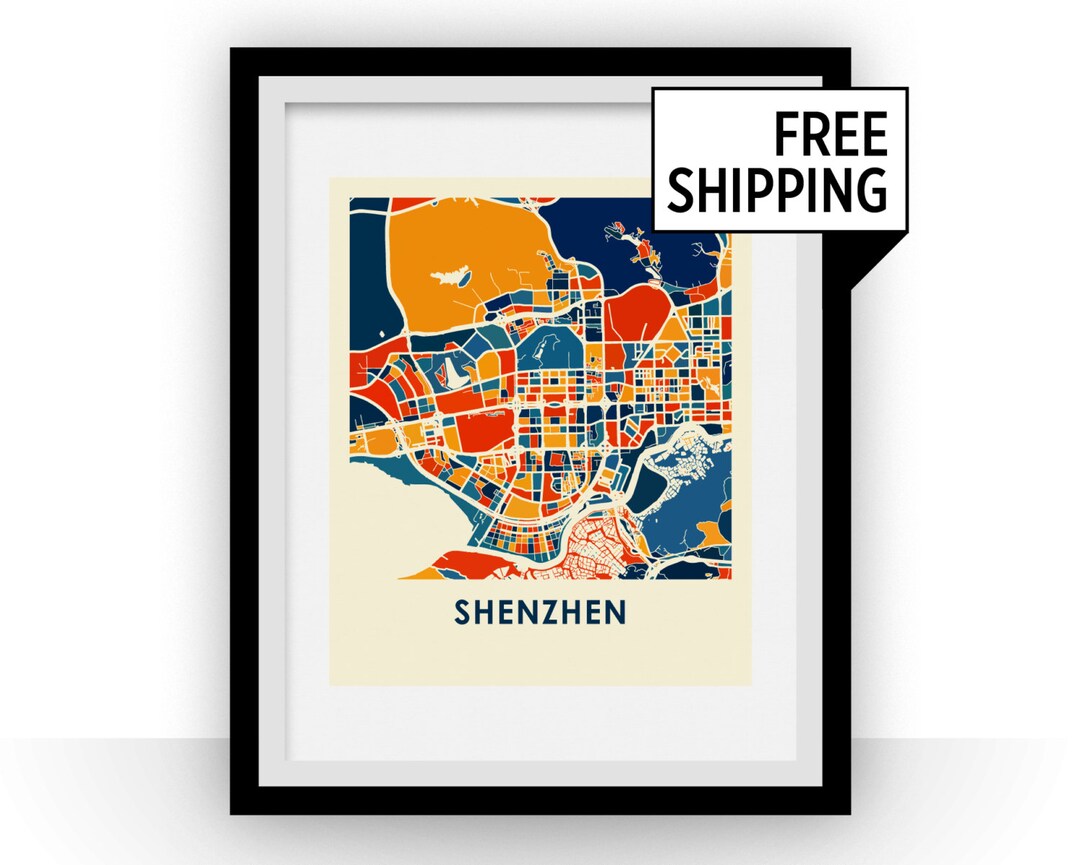Shenzhen Map Print - Full Color Map Poster - Etsy