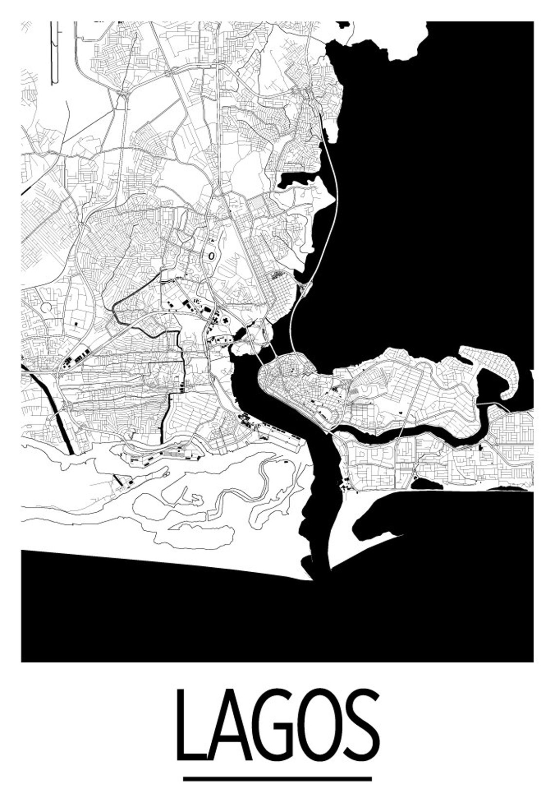 Lagos Map Poster Nigeria Map Print Art Deco Series - Etsy