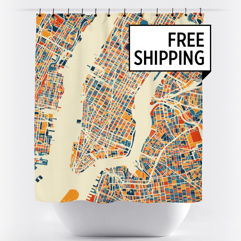 Map Shower Curtain - Etsy