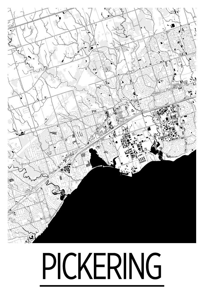 Pickering Ontario Map Poster - Ontario Map Print - Art Deco Series - Etsy