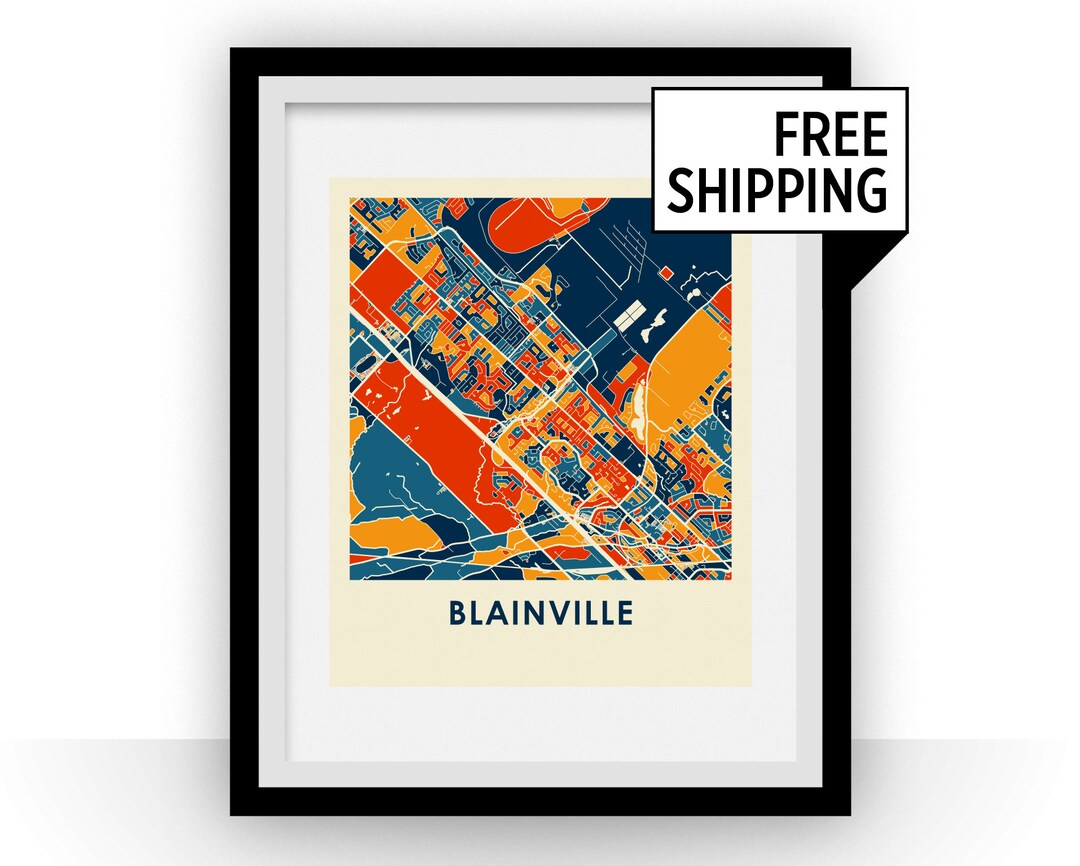 Blainville Quebec Map Print - Full Color Map Poster - Etsy