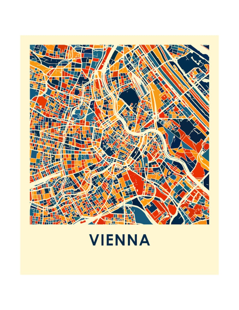 Vienna Map Print - Full Color Map Poster - Etsy