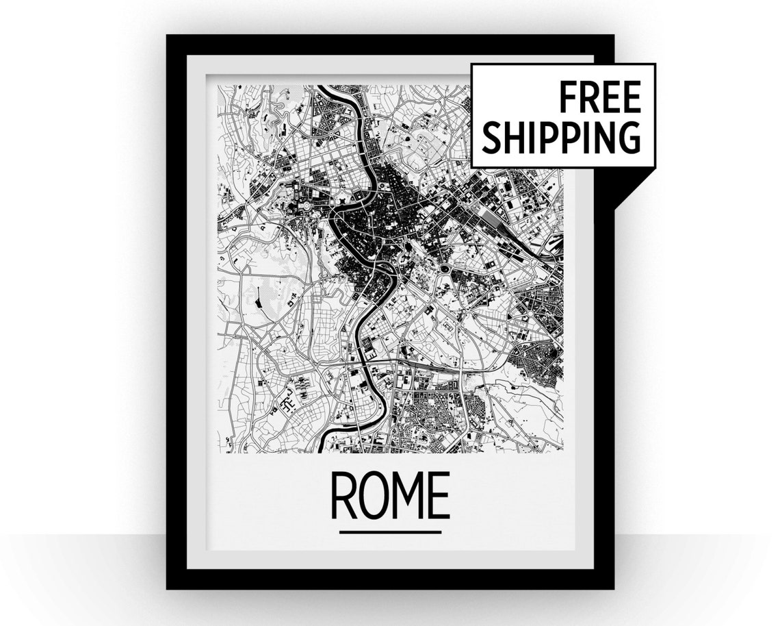 Rome Map Poster Italy Map Print Art Deco Series - Etsy