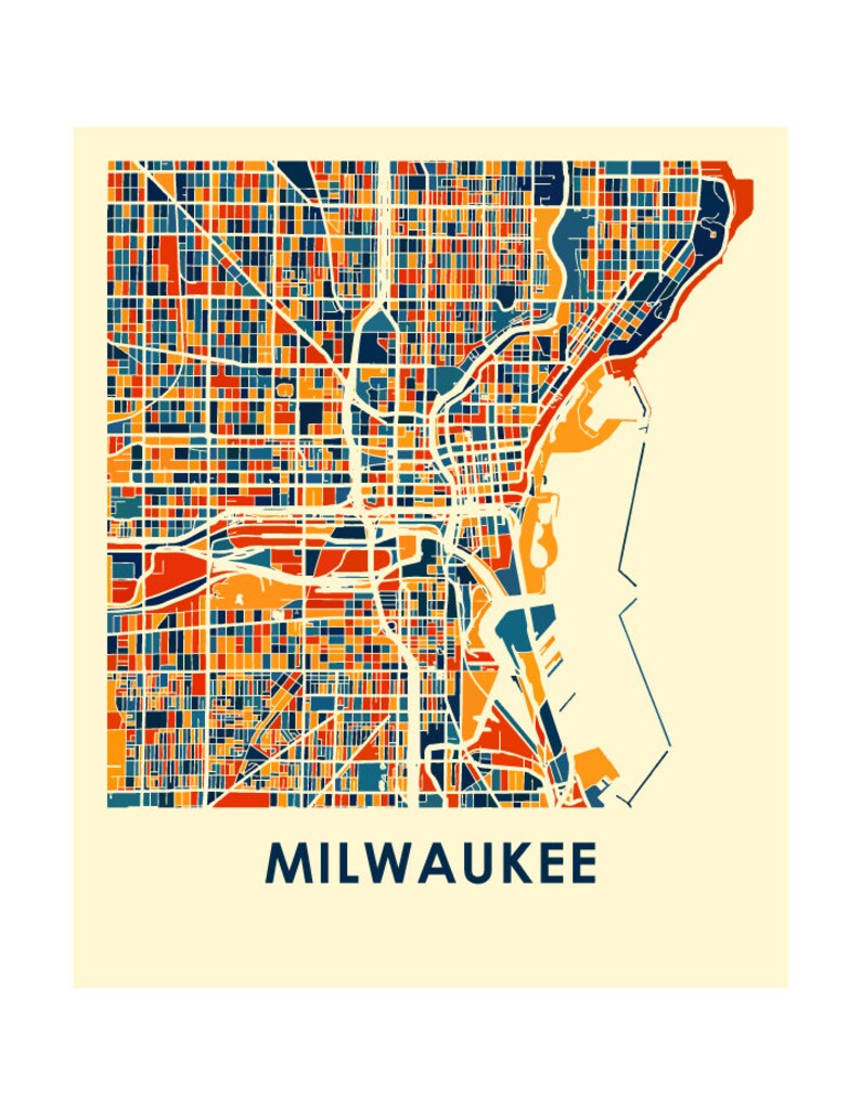 Milwaukee Map Print Full Color Map Poster - Etsy