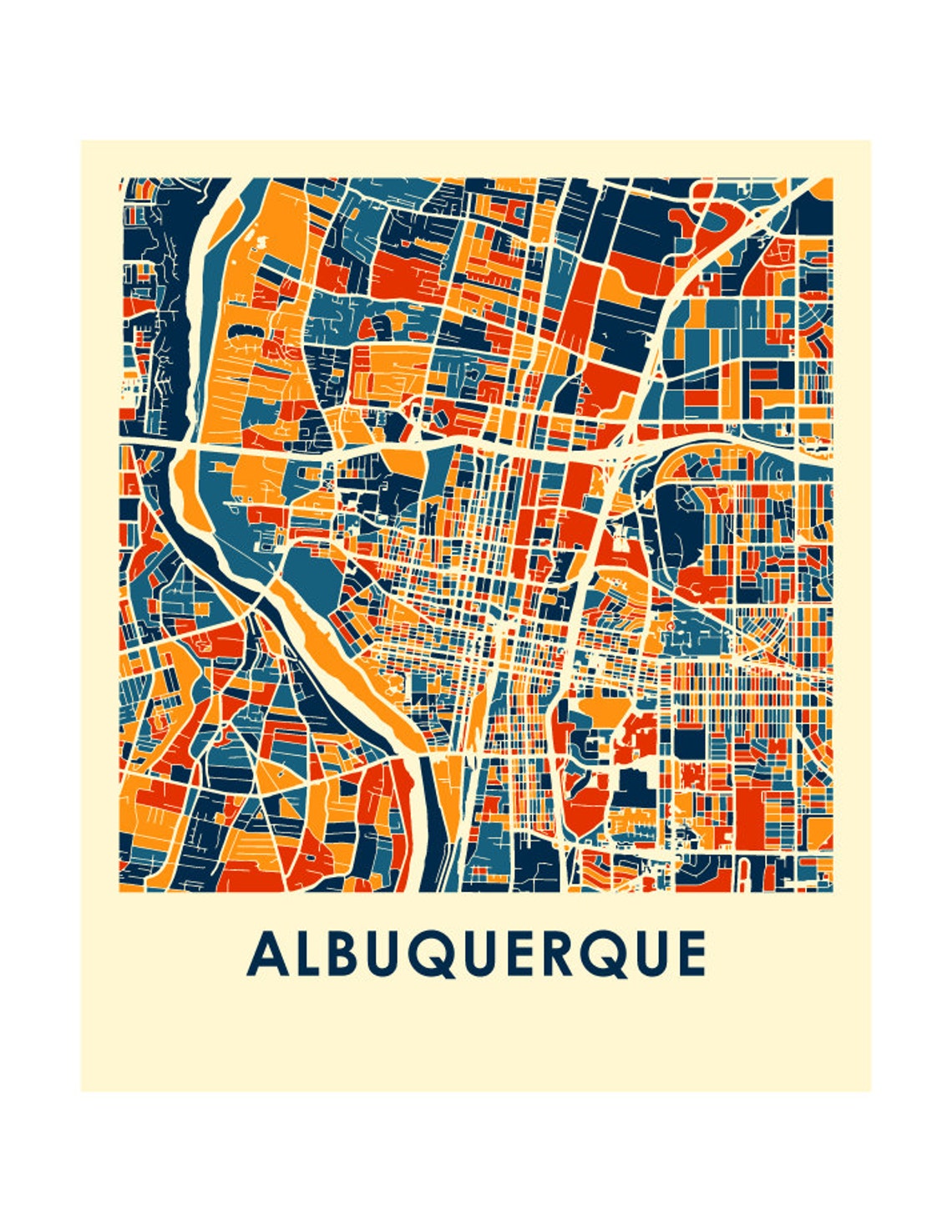 Albuquerque Map Print Full Color Map Poster - Etsy