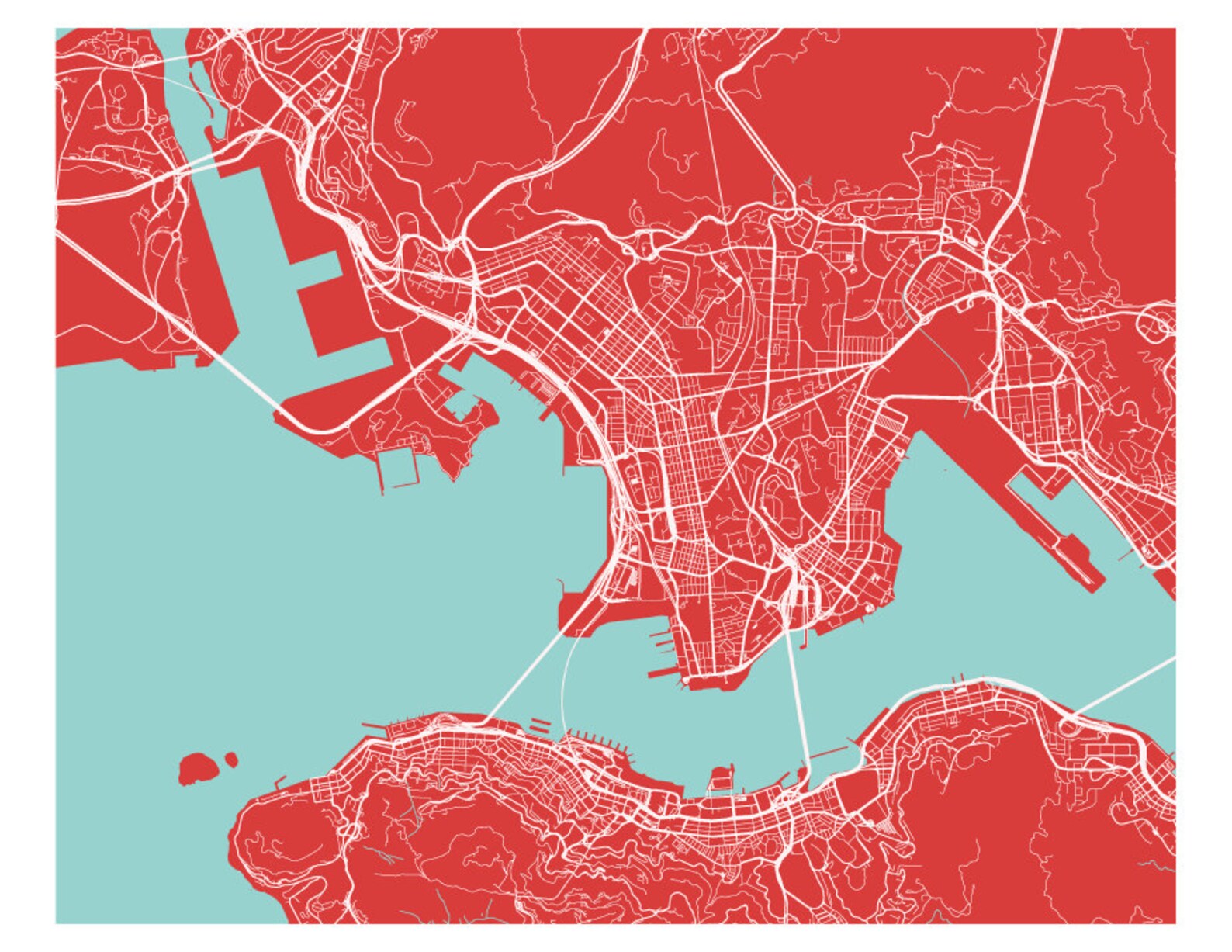 Hong Kong Map Print - Any Color You Like - Etsy