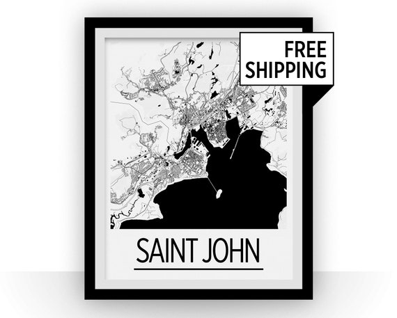 Saint John NB Map Poster New Brunswick Map Print Art Deco | Etsy
