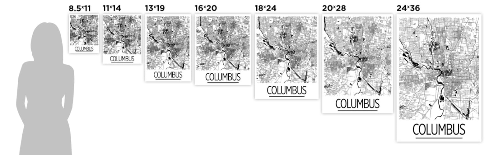 Columbus Map Poster Usa Map Print Art Deco Series - Etsy