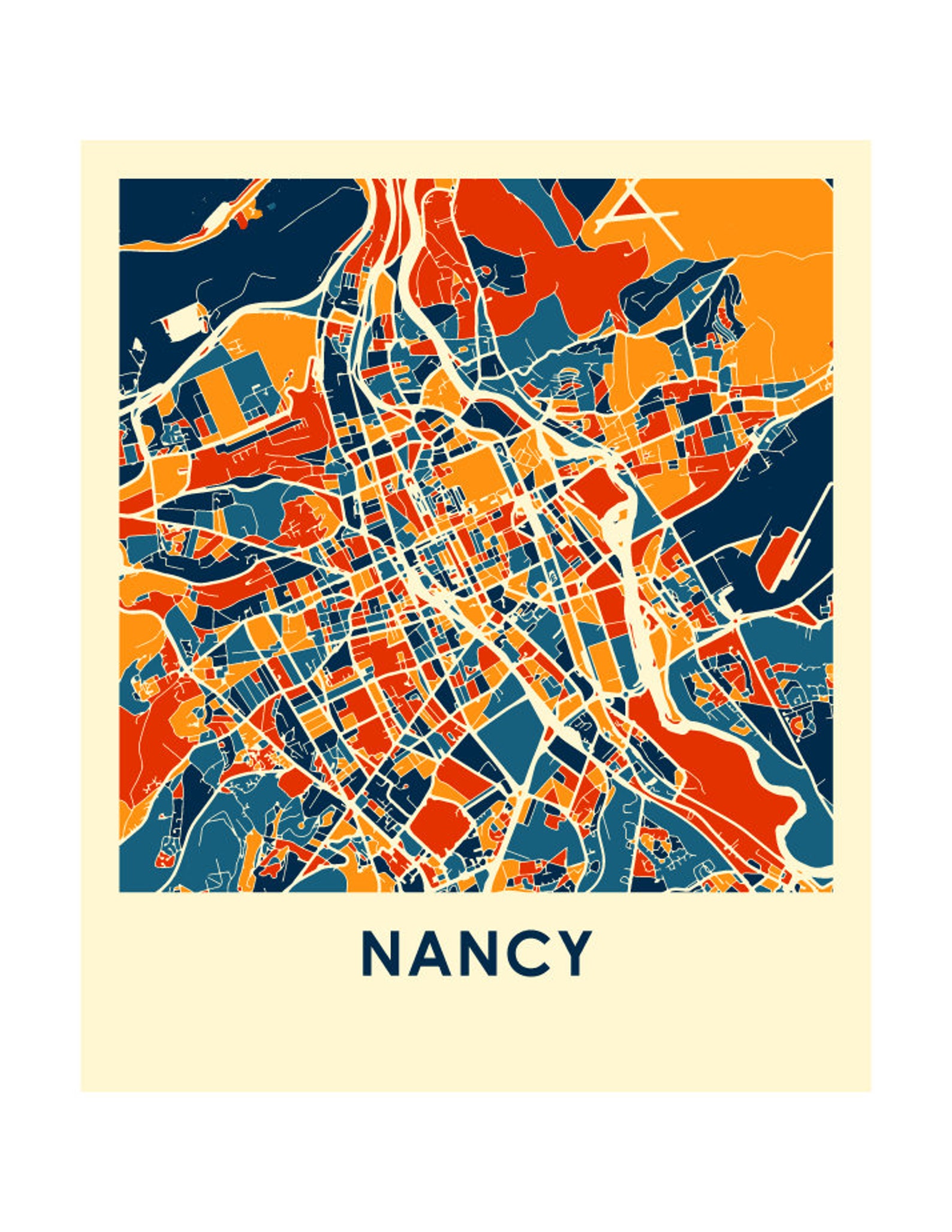 Nancy Map Print Full Color Map Poster - Etsy