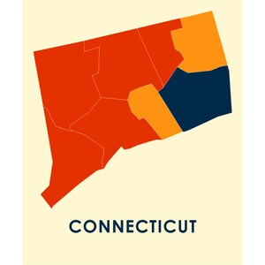 Connecticut Map Print - Full Color Map Poster - Etsy