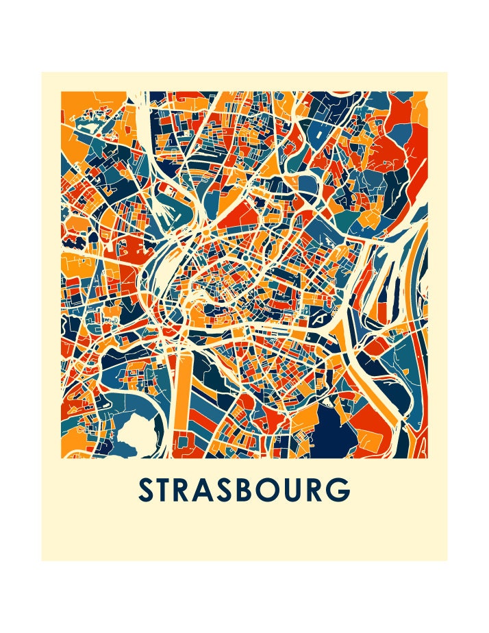 Strasbourg Map Print Full Color Map Poster - Etsy