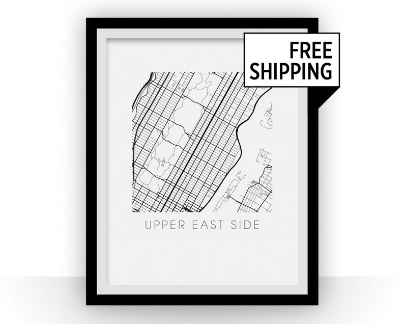 Upper East Side Map Black and White Print New York Black and - Etsy